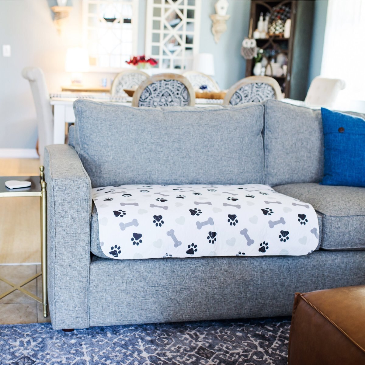 GREEN LIFESTYLE Printed Reusable Cat & Dog Pee Pads, Blue & White, 34 x ...