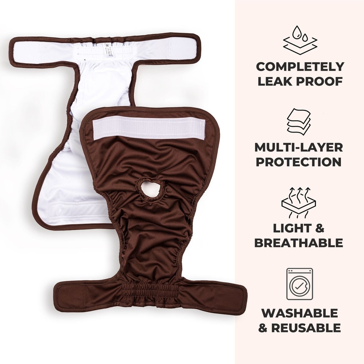 GREEN LIFESTYLE Washable Dog Diapers, 3 count, Dark Brown, Small: 12 to ...