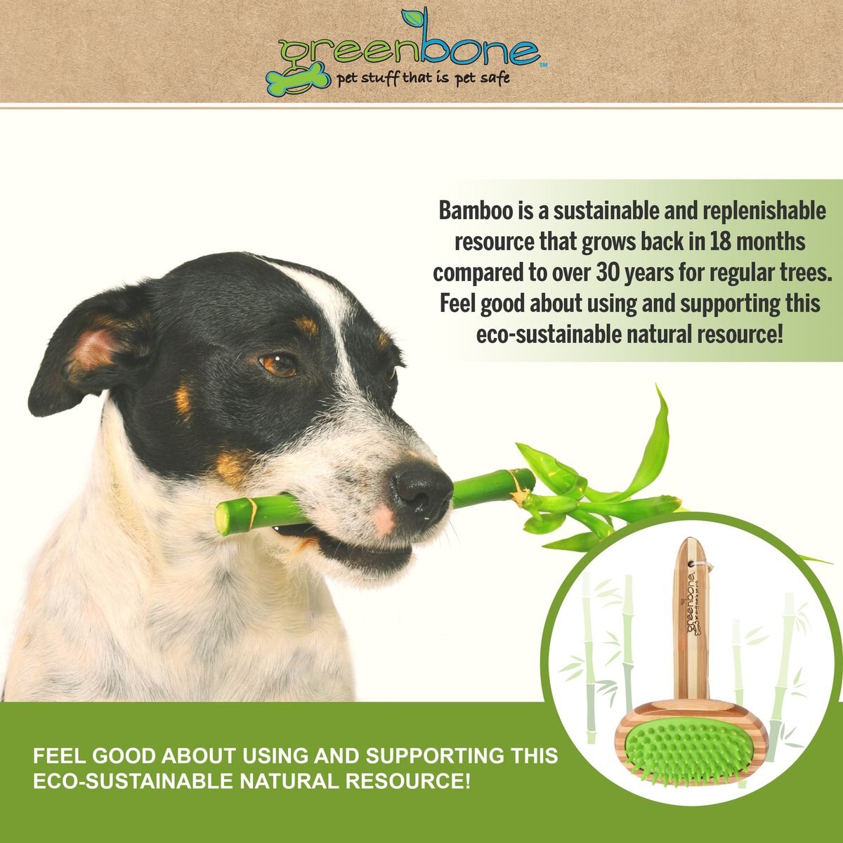 GREENBONE Pet Spa Massager, All-Natural Bamboo Pet Grooming Tool for ...