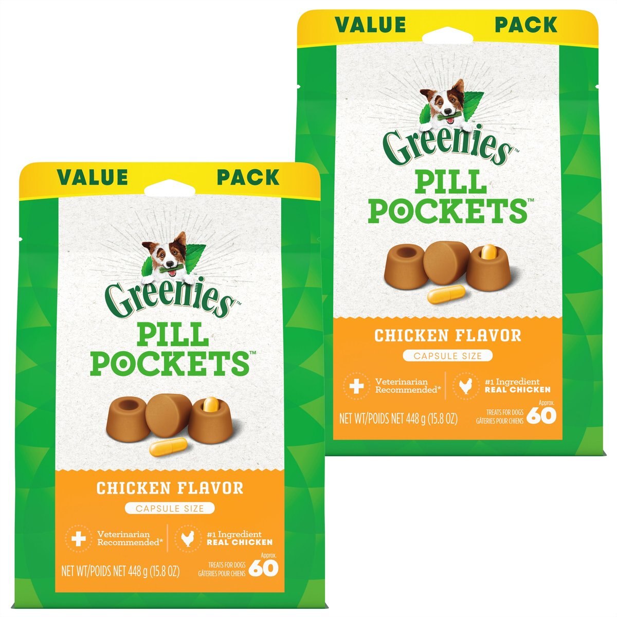GREENIES Pill Pockets Canine Chicken Flavor Natural Dog Treats, Capsule ...