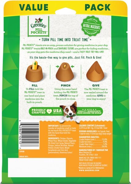 GREENIES Pill Pockets Canine Chicken Flavor Natural Dog Treats, Capsule ...