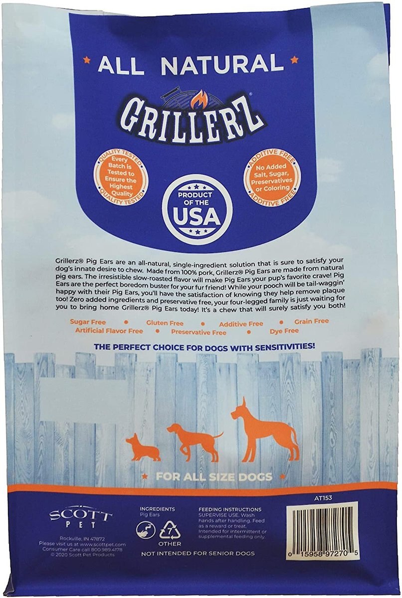 GRILLERZ Smoked Pig Ears Dog Treats, 12 count - Chewy.com