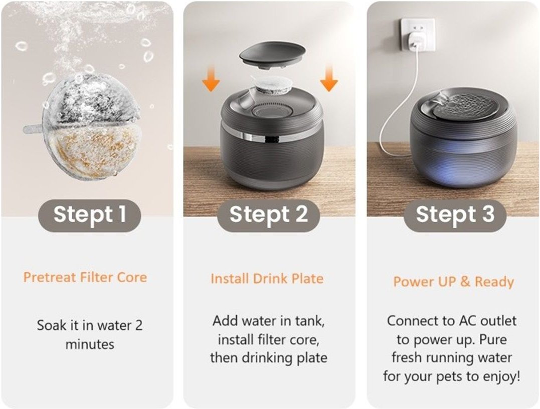 GROOVYPETS 2.5-L Translucent Pet Drinking Water Fountain Waterer for ...