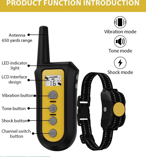GROOVYPETS 650 Yard Auto Anti-bark Remote Dog Training Shock Collar ...
