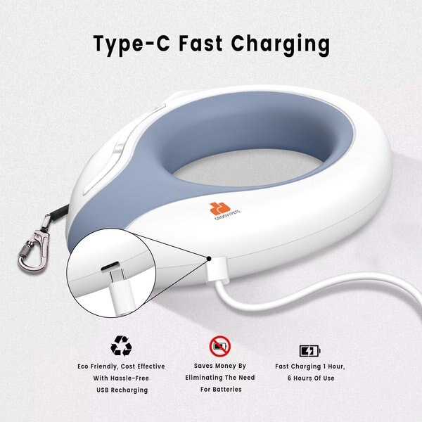 GROOVYPETS LED Flashlight Wearable Hand-Free Retractable Dog Leash, 10 ...