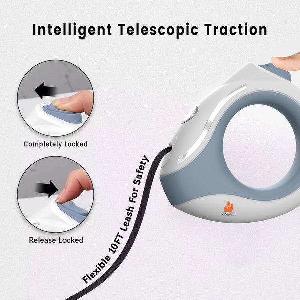 GROOVYPETS LED Flashlight Wearable Hand-Free Retractable Dog Leash, 10 ...