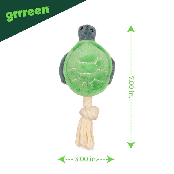 GRRREEN Rope Turtle Squeaky Plush Dog Toy, Green, Small - Chewy.com