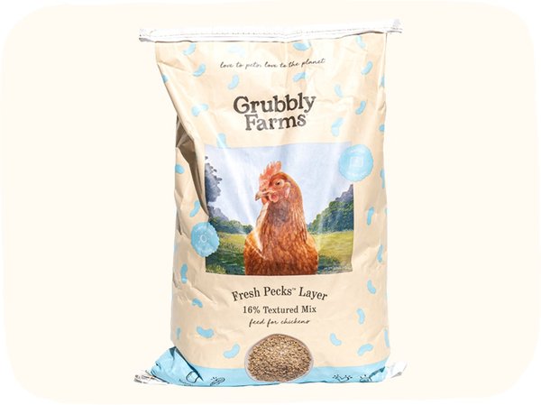 GRUBBLY FARMS Fresh Pecks 16% Protein Layer Textured Mix, Whole Grains ...