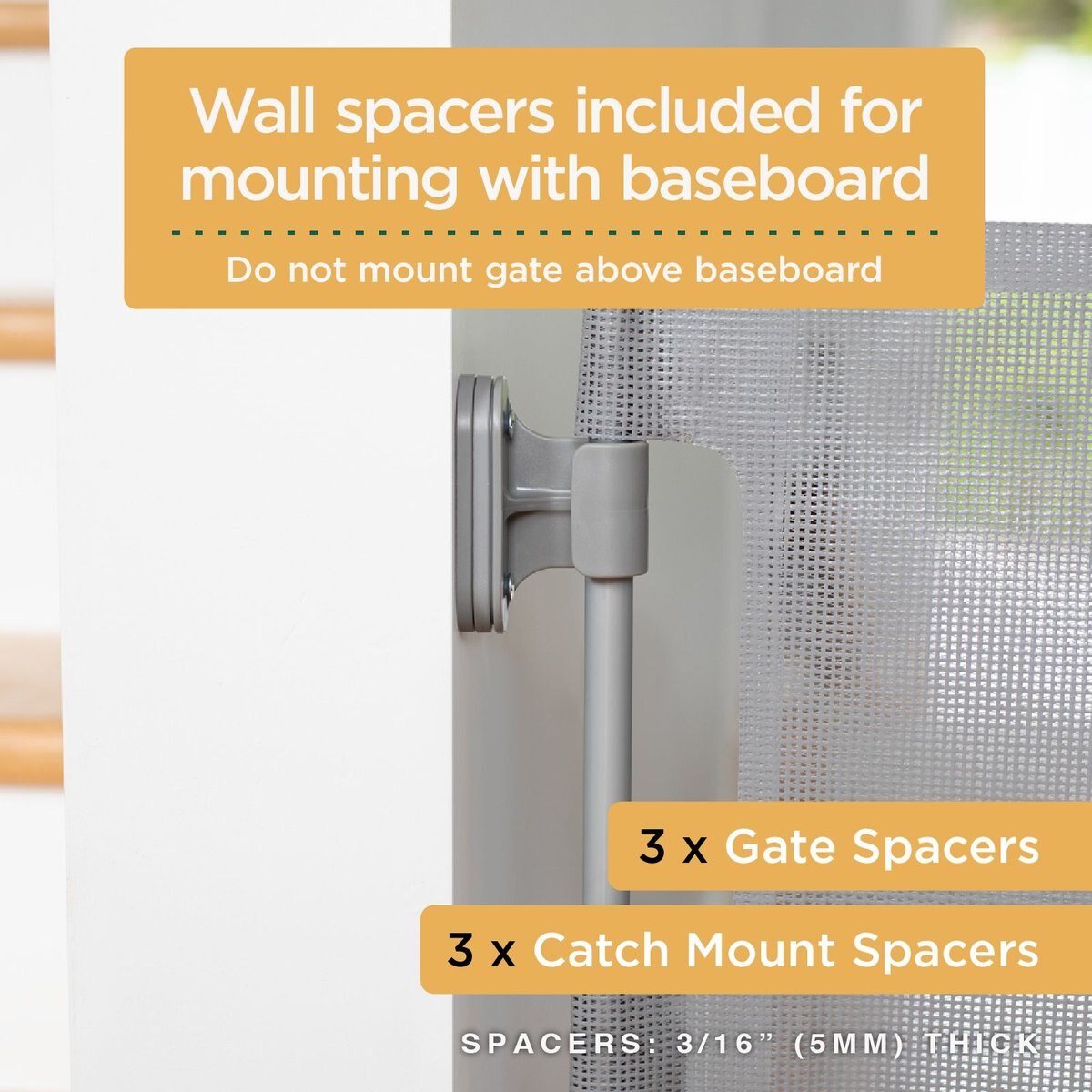 HAKUNA PETS Retractable Steel & Mesh Mounted Dog & Cat Gate, 33-in ...