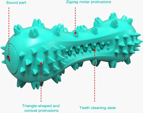 HANAMYA Bone-Shaped Toothbrush Dog Chew Toy, Turquoise Blue - Chewy.com