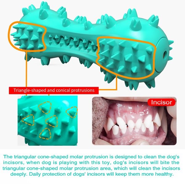 HANAMYA Bone-Shaped Toothbrush Dog Chew Toy, Turquoise Blue - Chewy.com