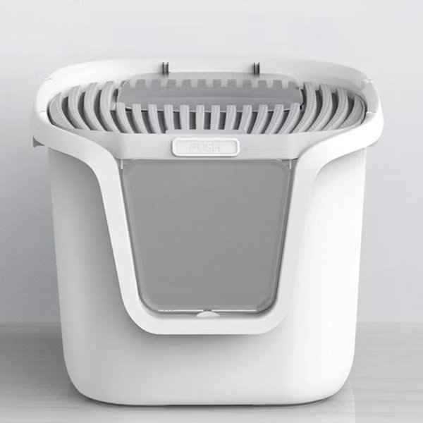 HANAMYA Seamless Molded Top & Front Entry Cat Litter Box with Scoop ...