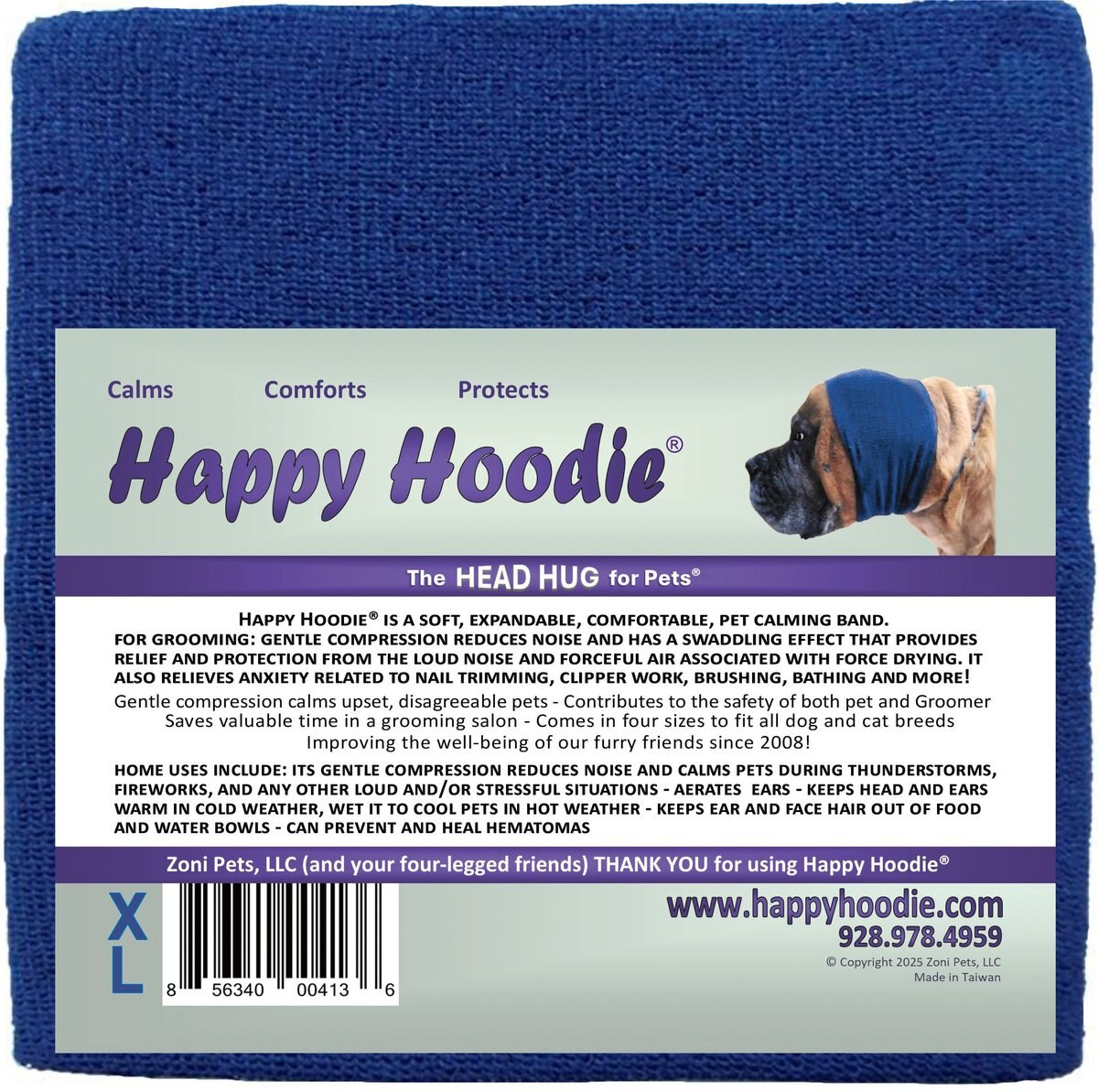 HAPPY HOODIE Calming Cap for Dogs, Navy Blue, X-Large - Chewy.com