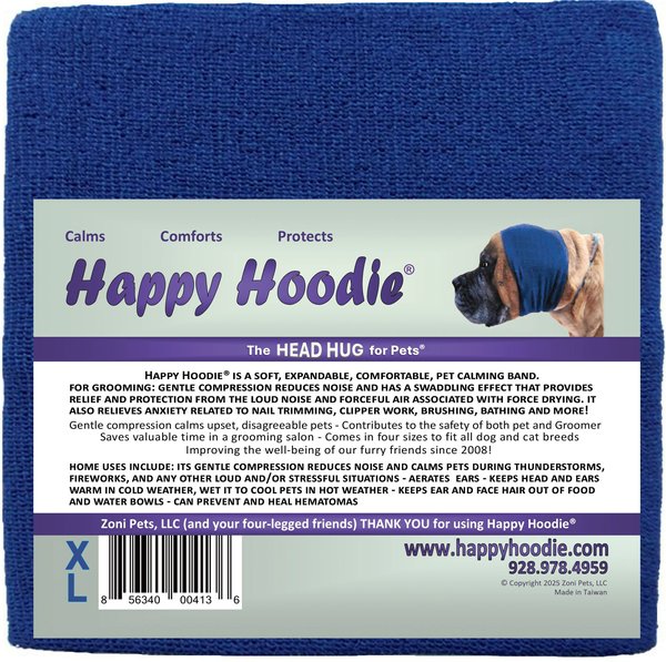 HAPPY HOODIE Calming Cap for Dogs, Navy Blue, X-Large - Chewy.com