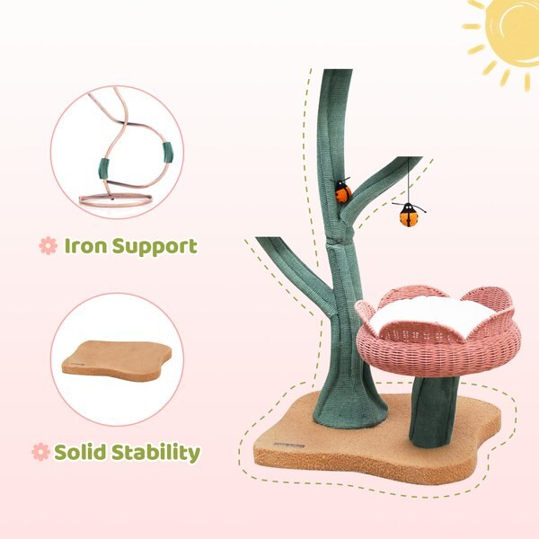 HAPPY & POLLY Tulip 47.8 Plush Cat Tree, Jumbo, Pink - Chewy.com