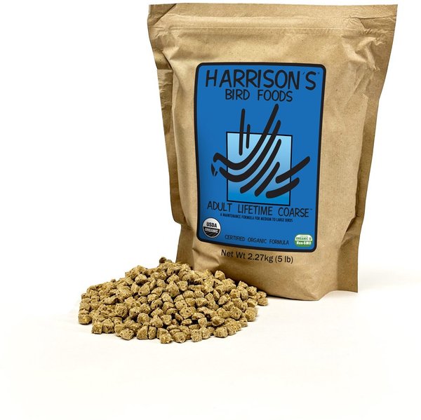 HARRISON'S Adult Lifetime Coarse Organic Pellet Bird Food, 5-lb bag ...