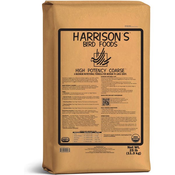 HARRISON'S BIRD FOODS Adult Lifetime Coarse Organic Pellet Bird Food ...