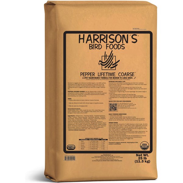 HARRISON'S Adult Lifetime Fine Organic Pellet Bird Food, 25-lb bag ...