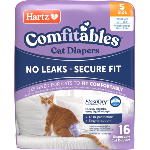 HARTZ Comfitables Male & Female Cat Diapers, 16 count, Small - Chewy.com