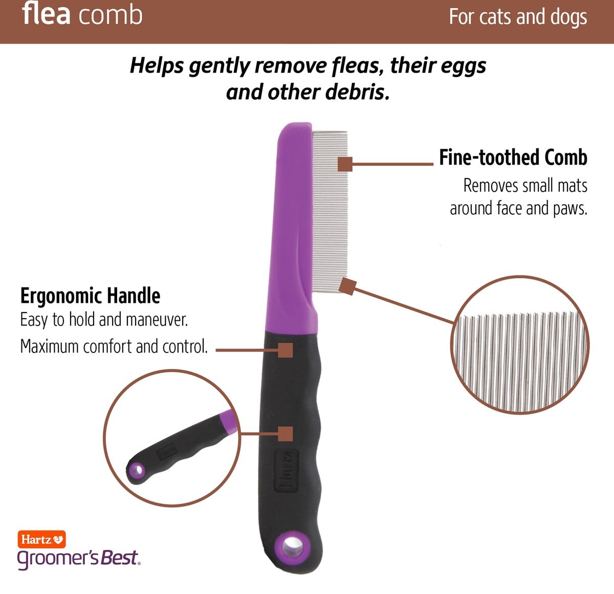 Discontinued - HARTZ Groomer's Best Flea Comb for Dogs & Cats - Chewy.com