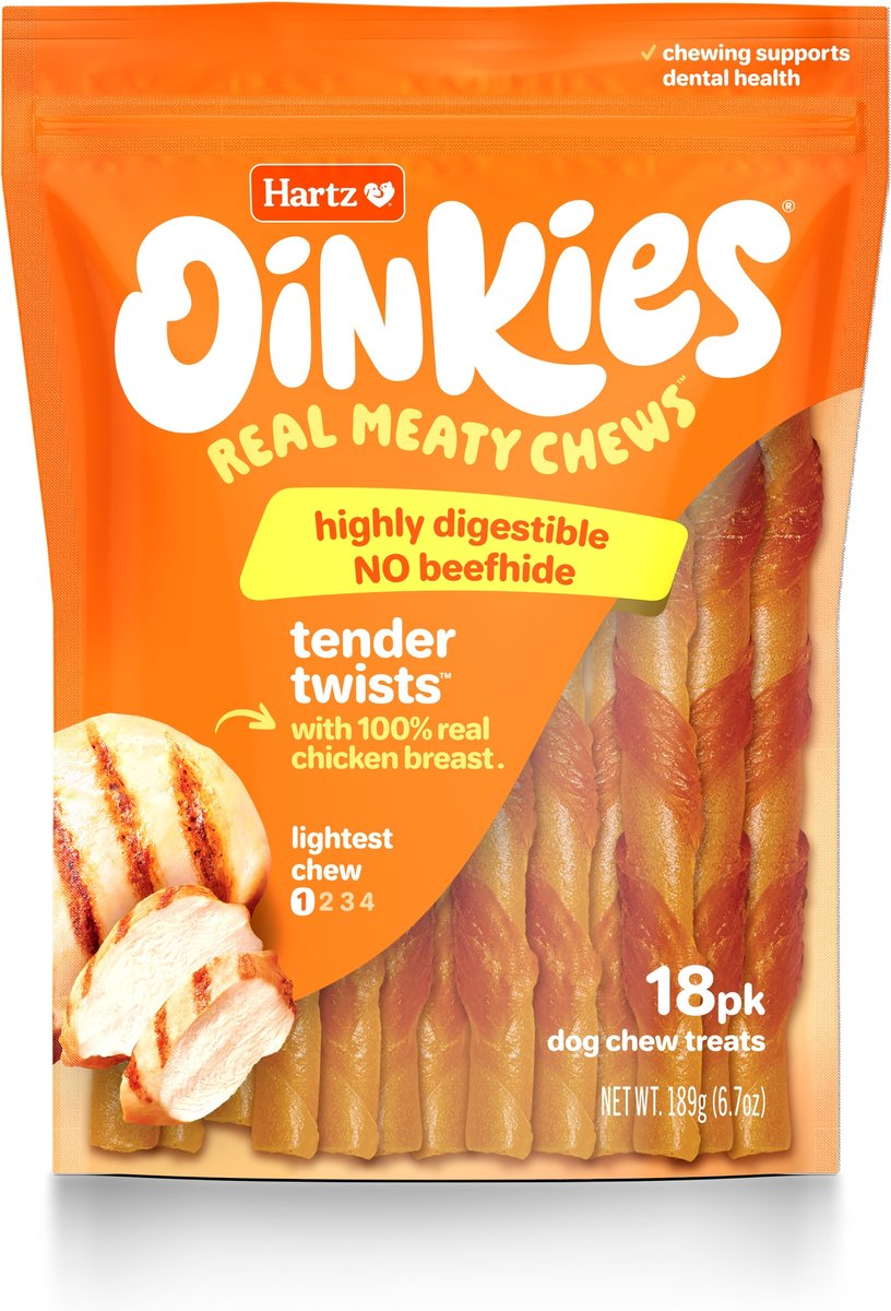HARTZ Oinkies Tender Twists with 100% Real Chicken Breast Rawhide-Free ...