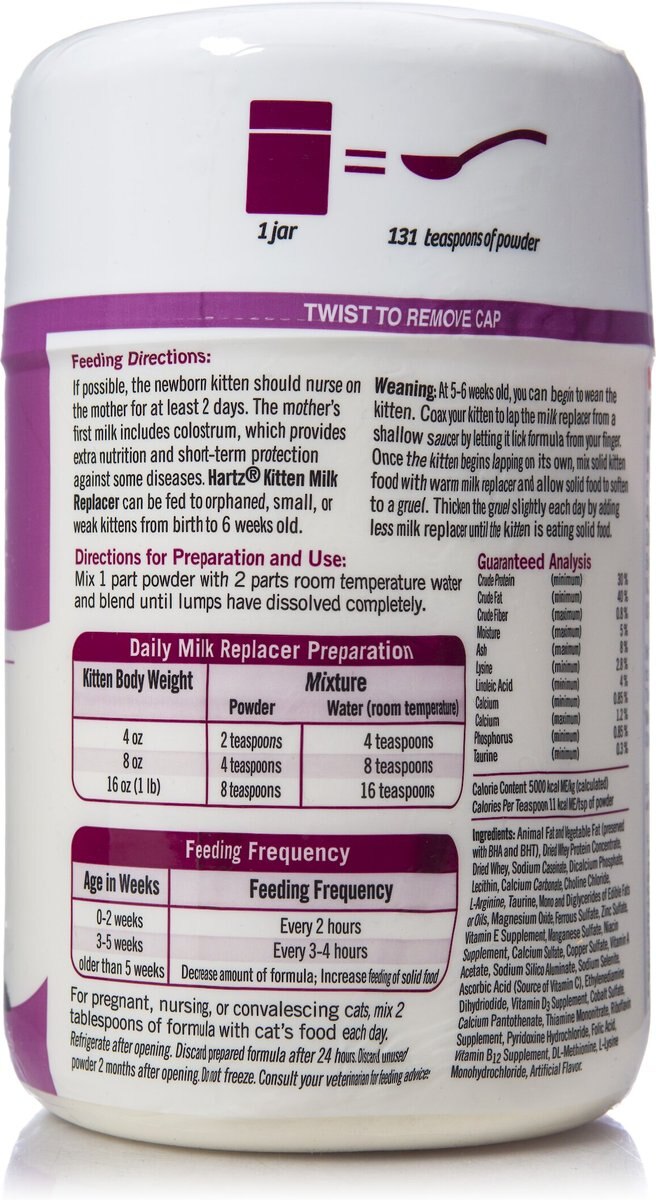 HARTZ Powdered Milk Replacer Formula for Kittens, 11-oz jar - Chewy.com