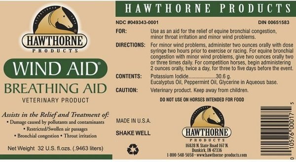 HAWTHORNE PRODUCTS Wind Aid Equine Breathing Aid, 32-fl oz bottle - Chewy.com
