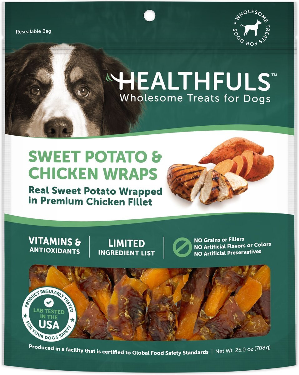 HEALTHFULS Sweet Potato & Chicken Wraps Dehydrated Dog Treats, 25-oz ...