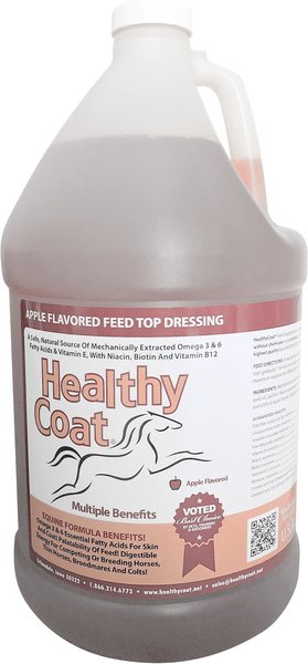 HEALTHY COAT Apple Flavored Feed Top Dressing Liquid Horse Supplement ...