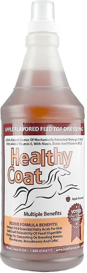 HEALTHY COAT Apple Flavored Feed Top Dressing Liquid Horse Supplement ...