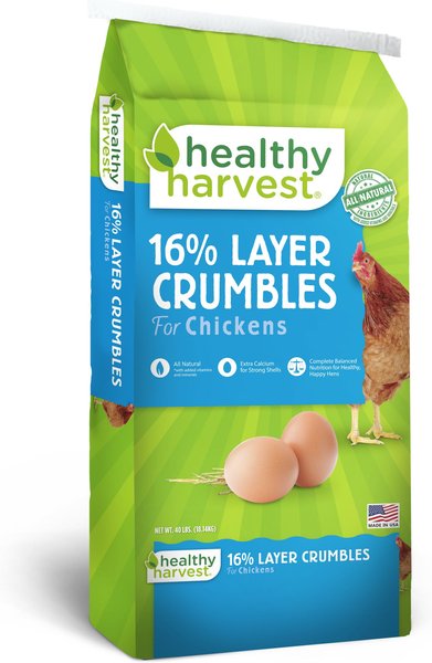 HEALTHY HARVEST All Natural 16% Protein Layer Crumbles Chicken Feed, 40 ...