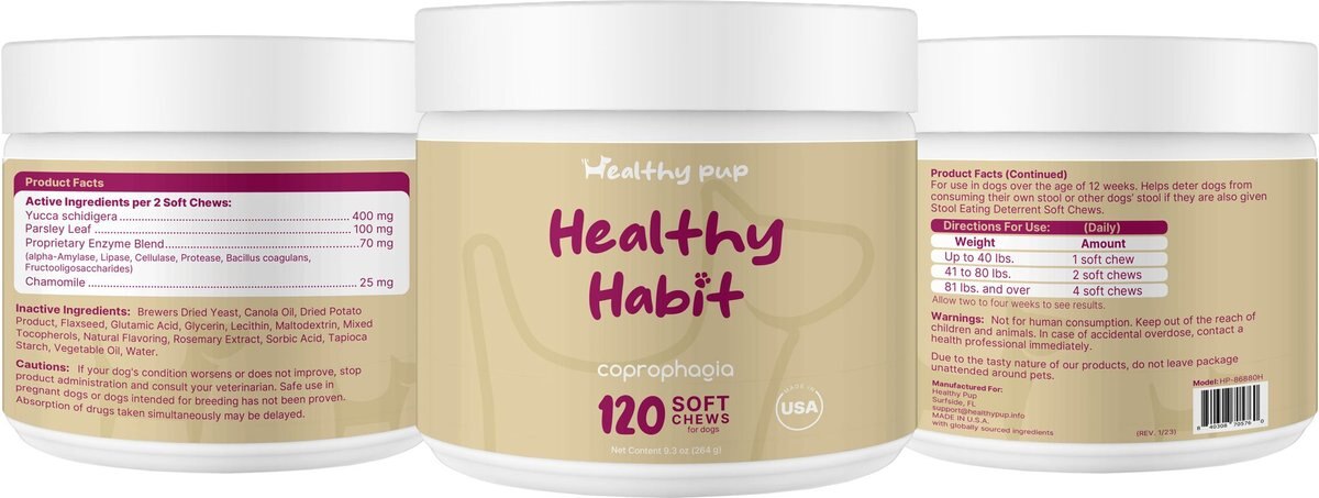 HEALTHY PUP Stool Eating Deterrent Soft Chew Supplement for Dogs, 120 ...