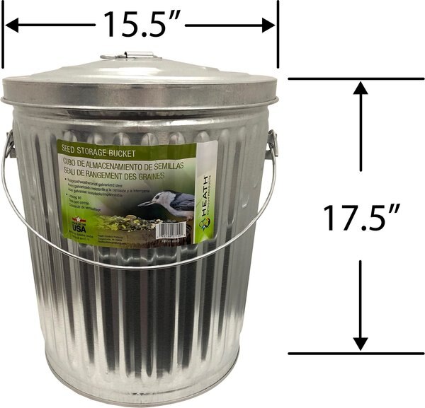HEATH Galvanized Metal Bird Seed Storage Container, 10-lb - Chewy.com