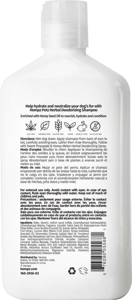 HEMPZ PETZ Deodorizing Dog Shampoo, Sweet Pineapple Honey Melon Scent ...