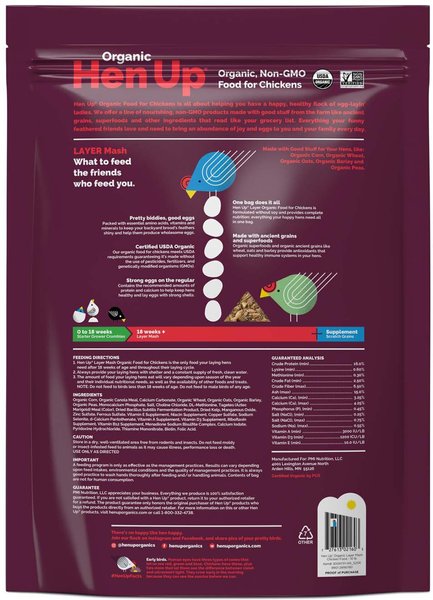 HEN UP Layer Mash Organic Non-GMO 16% Protein Chicken Feed, 10-lb bag ...