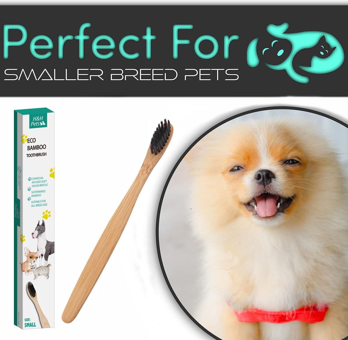 H&H PETS Eco-Friendly Reusable Bamboo Dog & Cat Toothbrush, 1 count ...
