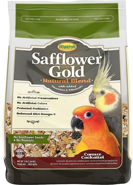 HIGGINS Safflower Gold Natural Mix Conure & Cockatiel Food, 3-lb bag ...