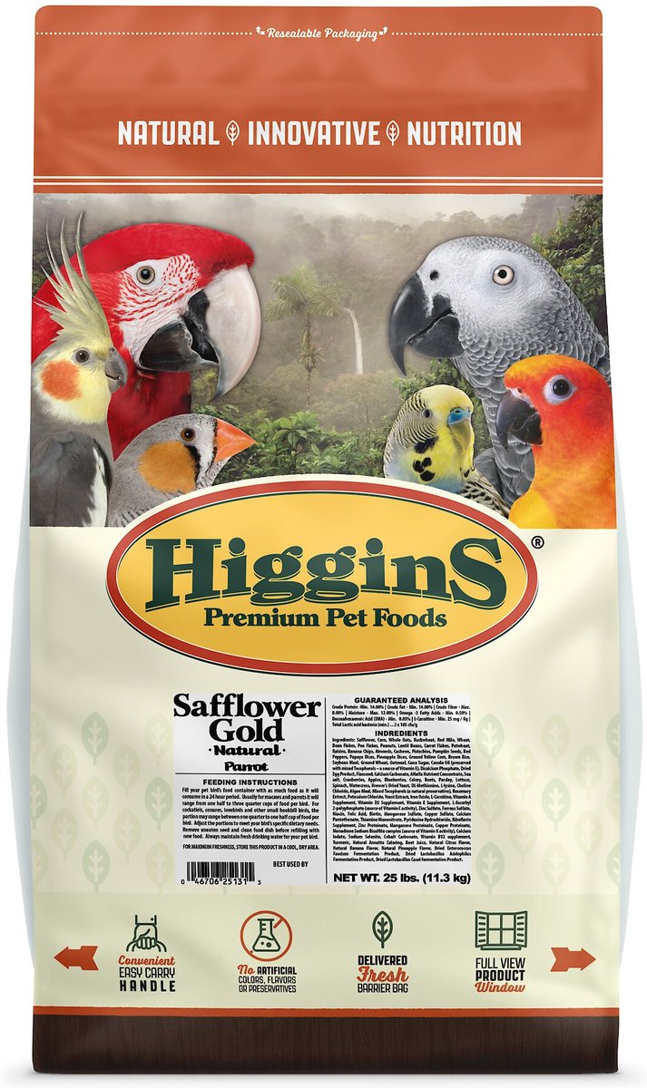 HIGGINS Safflower Gold Parrot Food, 25-lb bag - Chewy.com
