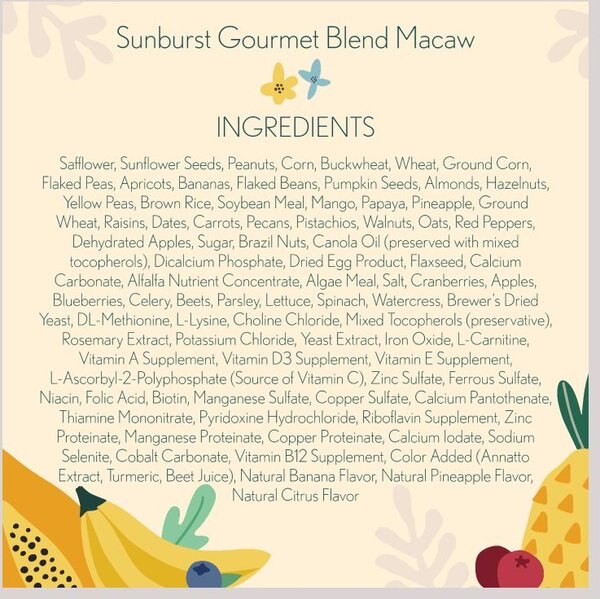 HIGGINS Sunburst Gourmet Blend Birdseed & Nuts Macaw Bird Food, 3-lb ...