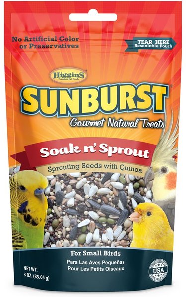HIGGINS Sunburst Gourmet Soak N' Sprout Bird Treats, 3-oz bag - Chewy.com