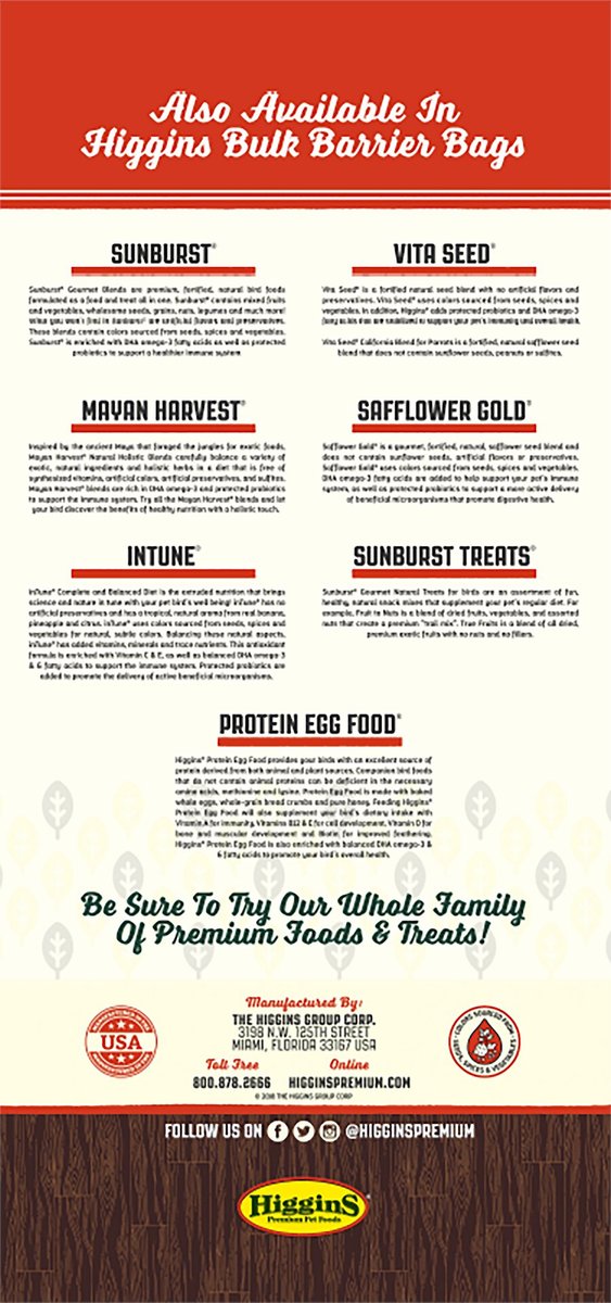 HIGGINS Vita Seed Parrot Food, 25-lb - Chewy.com