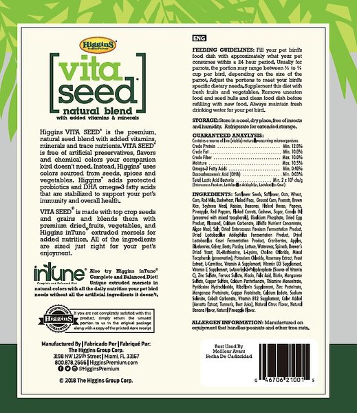 HIGGINS Vita Seed Parrot Food, 3-lb - Chewy.com