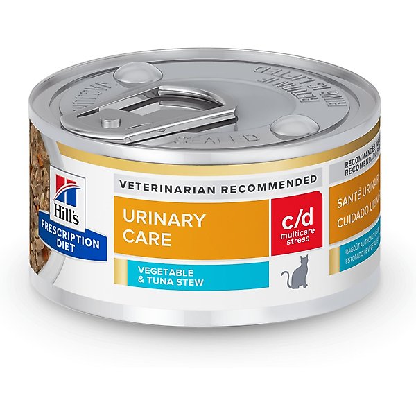 HILL'S PRESCRIPTION DIET c/d Multicare Stress Urinary Care Vegetable & Tuna Stew Wet Cat Food, 2 ...