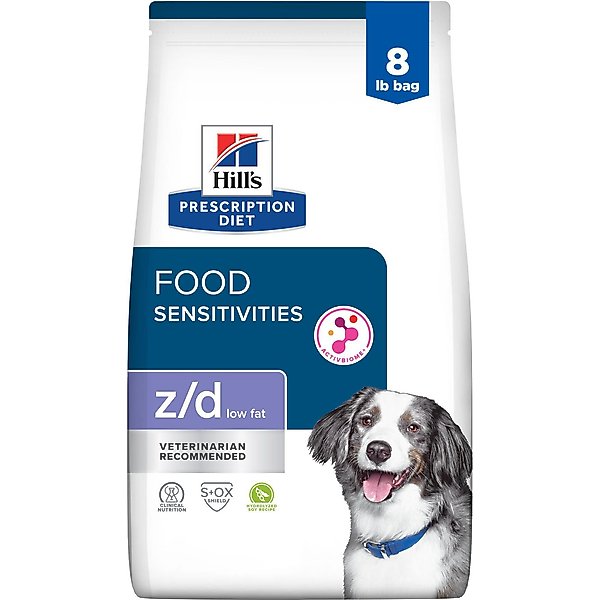 HILL'S PRESCRIPTION DIET z/d Low Fat Hydrolyzed Soy Recipe Food Sensitivities Dry Dog Food, 8-lb ...