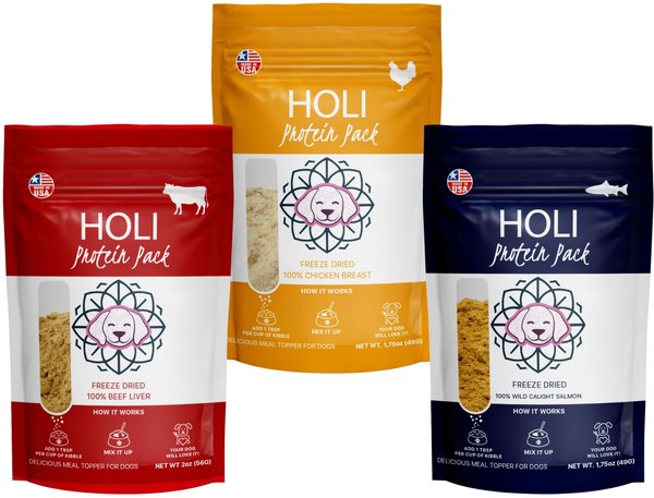HOLI Topper Variety Pack Beef Liver, Wild Caught Salmon, Chicken Breast ...