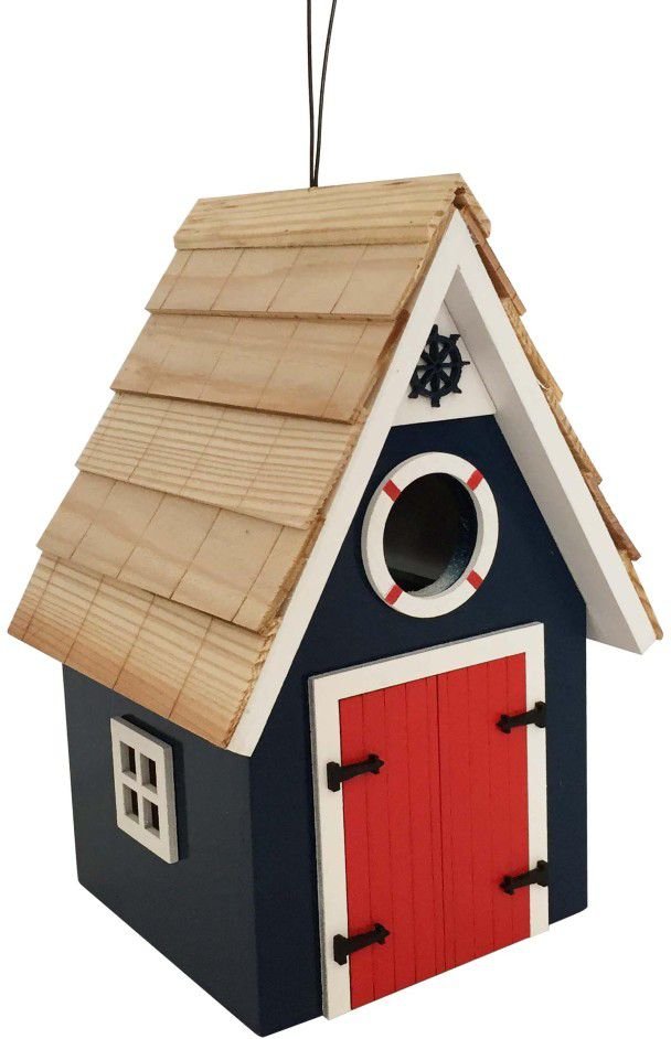 HOME BAZAAR Dockside Cabin Birdhouse, Blue - Chewy.com