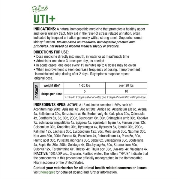 HOMEOPET UTI+ Homeopathic Medicine for Urinary Tract Infections UTI for ...