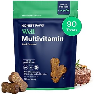 HONEST PAWS Beef Flavored Soft Chew Multivitamin for Dogs, 90 count ...