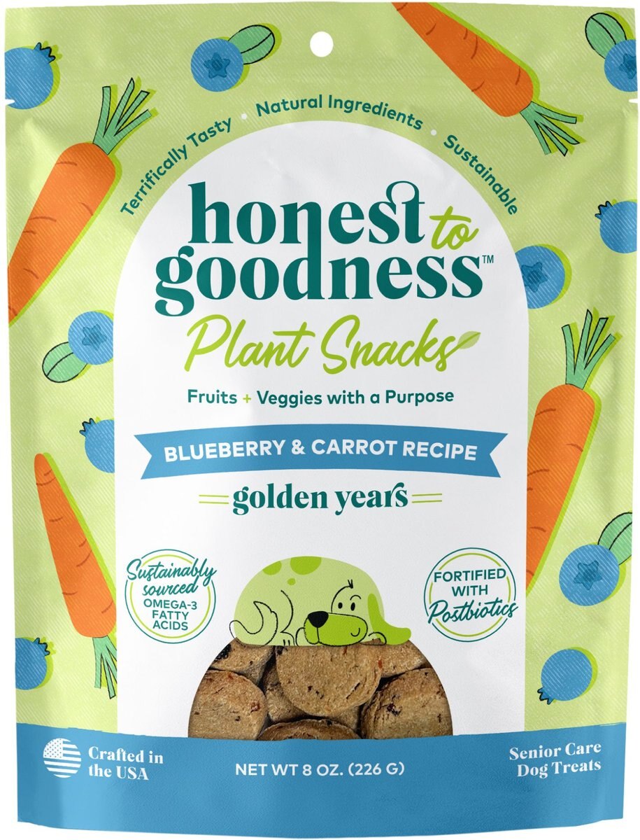 HONEST TO GOODNESS Plant Snacks Golden Years Blueberry & Carrot Dog ...