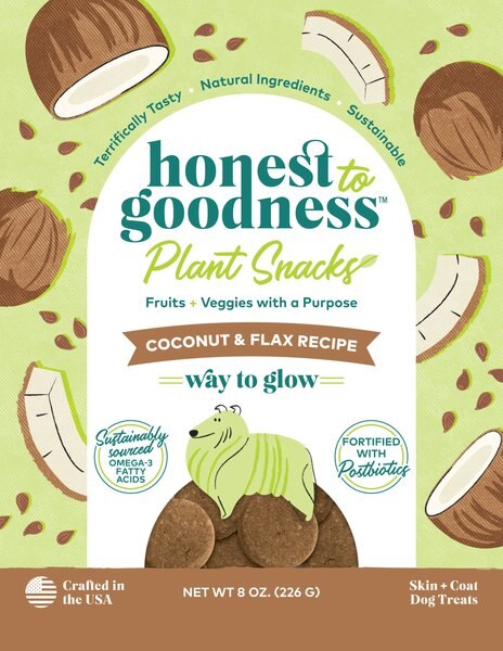HONEST TO GOODNESS Plant Snacks Way to Glow Coconut & Flax Dog Treats ...